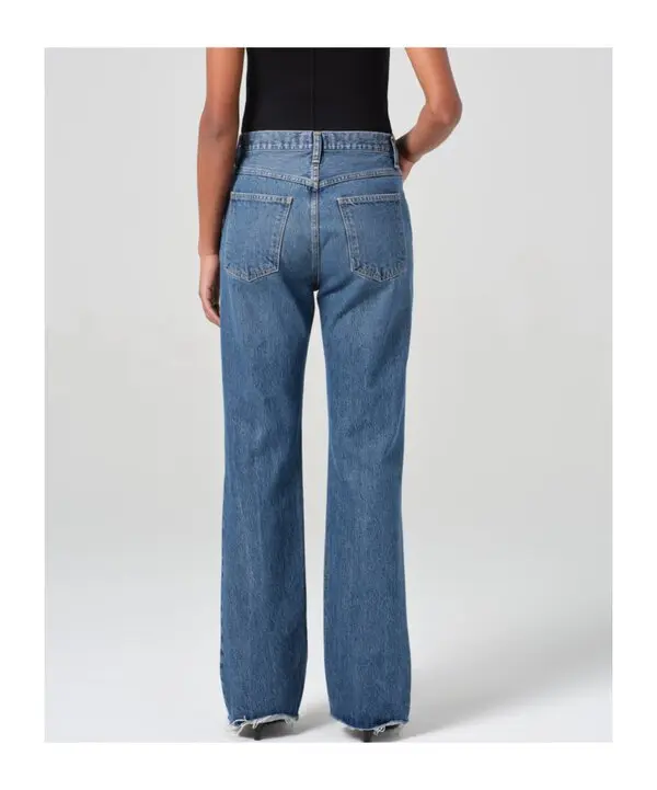 AGOLDE Leena Frayed Hem Jeans - Deep Indigo