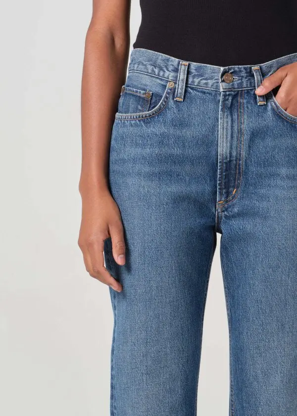 AGOLDE Leena Frayed Hem Jeans - Deep Indigo