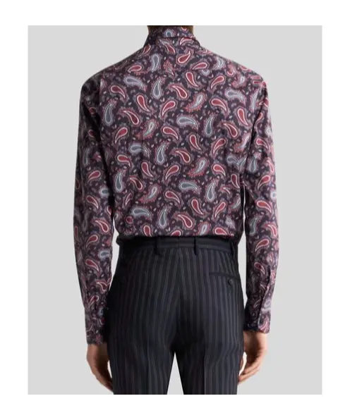 Etro Cotton Shirt With Paisley Print - Gray