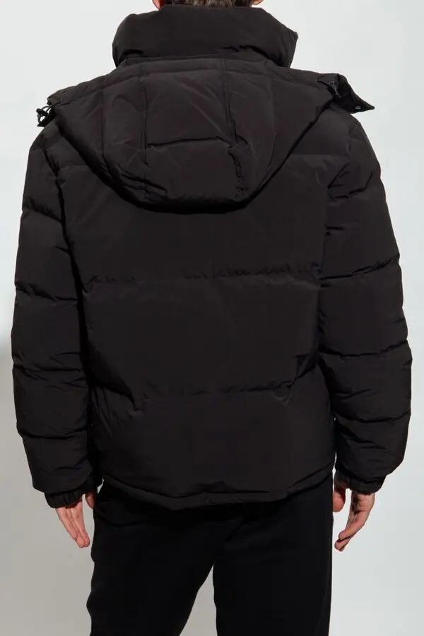 Off-White Zip-up Hooded Puffer Coat With Logo Patches