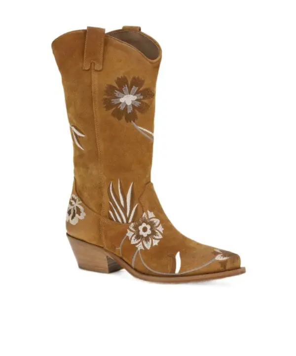 P.a.r.o.s.h Suede Floral Embroidered Texan Boots