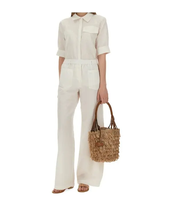 Baum Und Pferdgarten Short Sleeve Shirt With Lapel Collar And Ruched Details