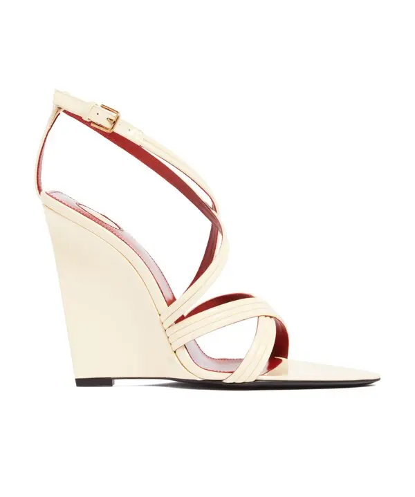 Saint Laurent Open Toe Wedge Sandals