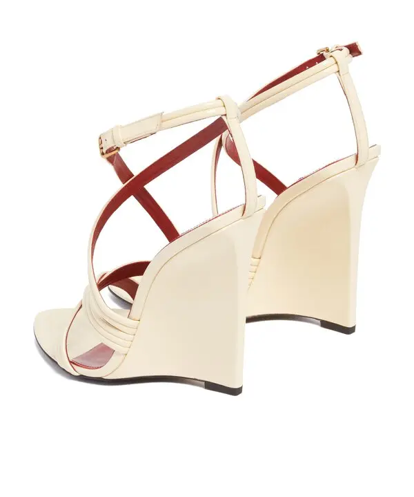 Saint Laurent Open Toe Wedge Sandals