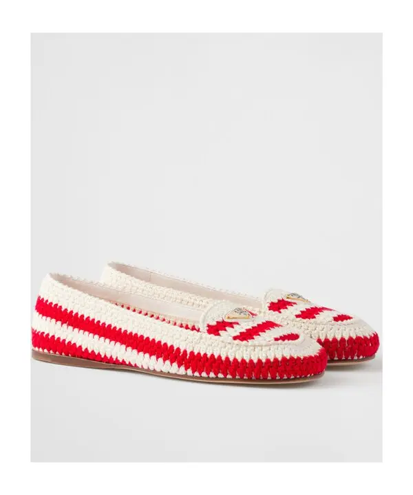 Prada Embroidered Crochet Loafers