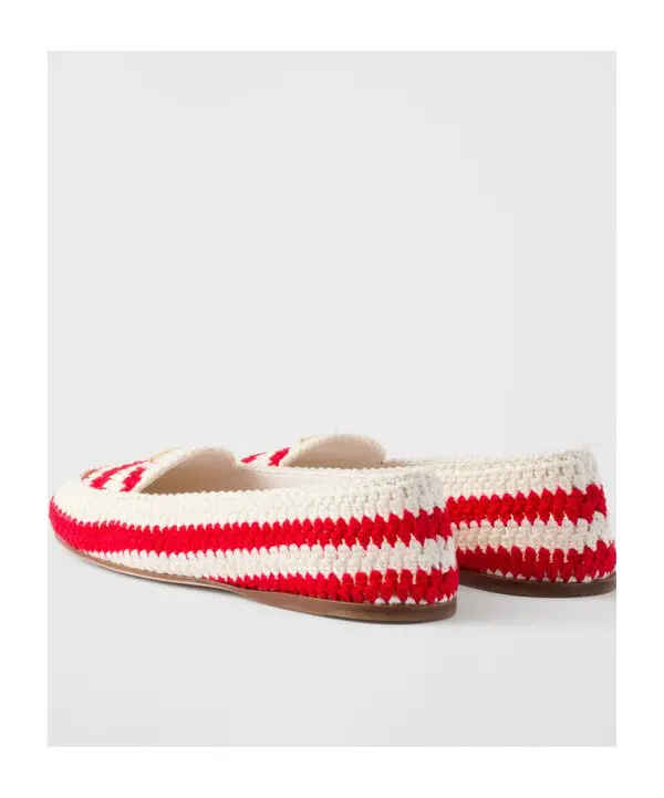 Prada Embroidered Crochet Loafers