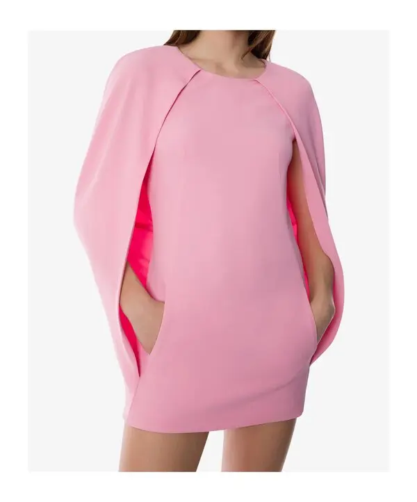 Alberta Ferretti Stretch Cape Mini Dress - Pink