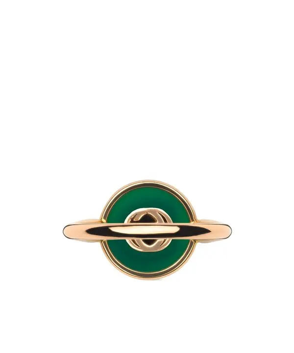 Gucci Interlocking 18k Ring With Diamonds - Green