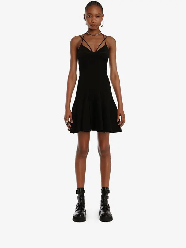 Alexander McQueen Strappy Fluted Mini Dress