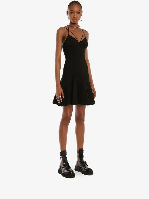 Alexander McQueen Strappy Fluted Mini Dress