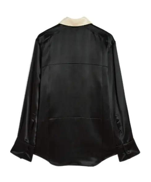 JIL SANDER Contrast Collar Long Sleeve Satin Shirt
