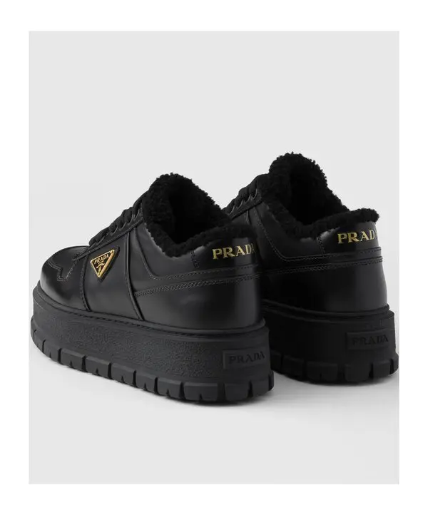 Prada Logo Plaque Lace-up Sneakers