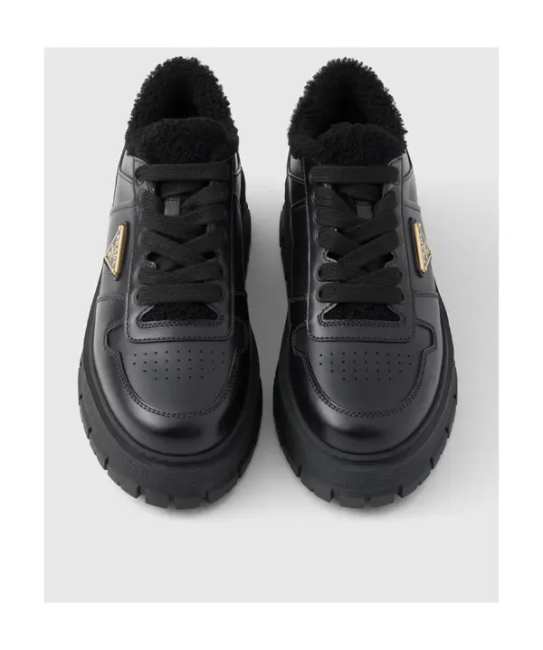 Prada Logo Plaque Lace-up Sneakers