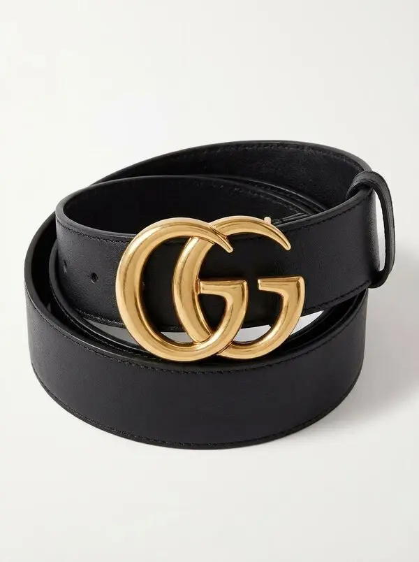 Gucci Gg Buckle Leather Belt - Black