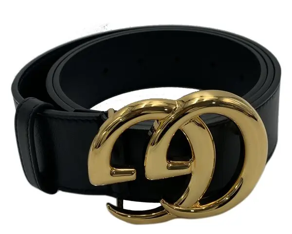Gucci Gg Buckle Leather Belt - Black