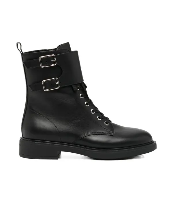 GIANVITO ROSSI Ripley Buckle Leather Ankle Boots - Black