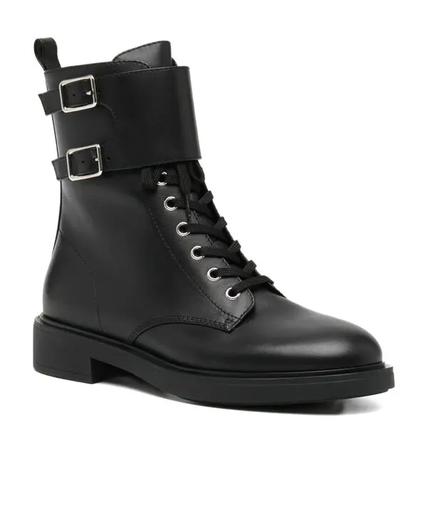 GIANVITO ROSSI Ripley Buckle Leather Ankle Boots - Black