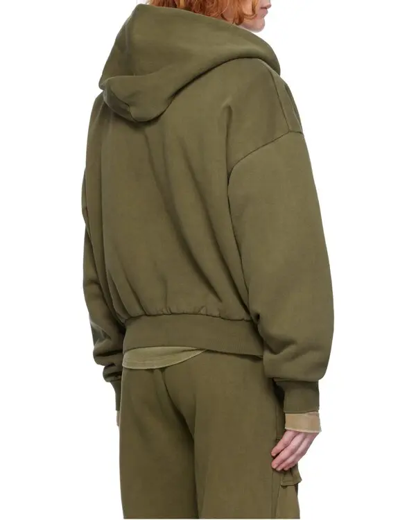ENTIRE STUDIOS Zip-up Thermal Hoodie - Khaki