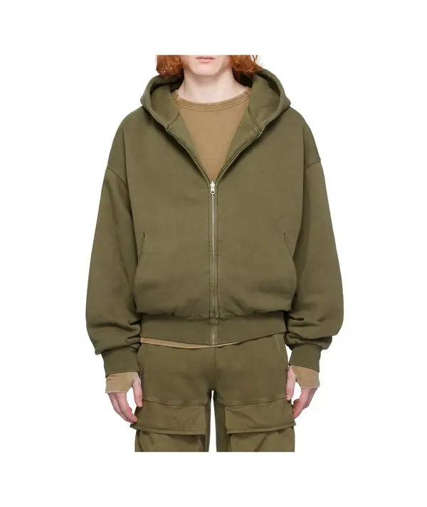 ENTIRE STUDIOS Zip-up Thermal Hoodie - Khaki