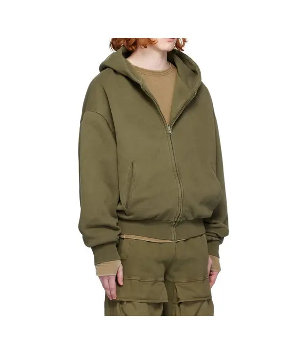 ENTIRE STUDIOS Zip-up Thermal Hoodie - Khaki