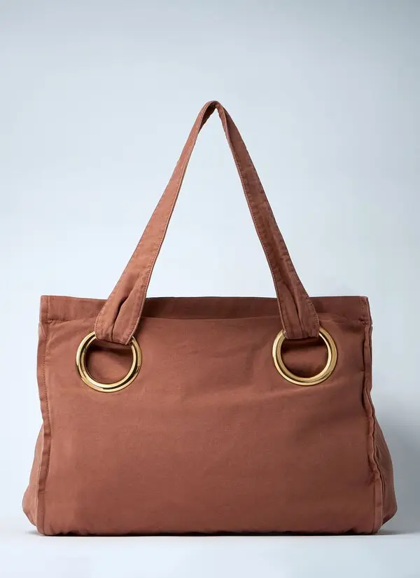 Chloé Large Tote Bag With Gold Tone Hoop Handles
