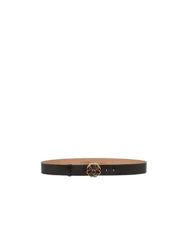 Alexander McQueen Logo Plaque Buckle Belt - Black