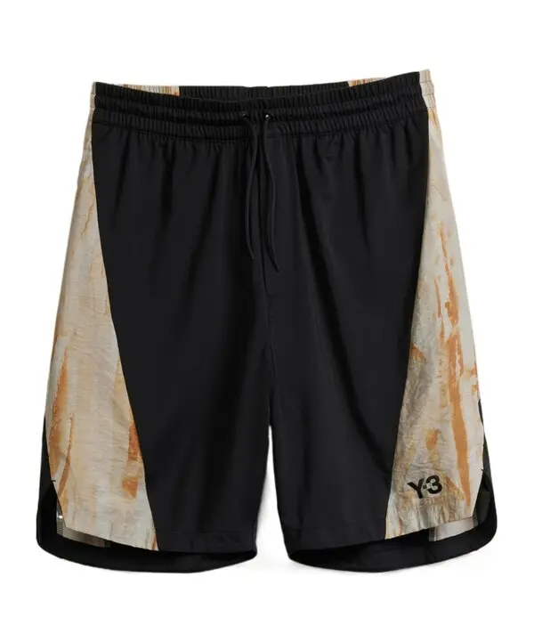 Y3 Beige Tie-dye Graphic Shorts
