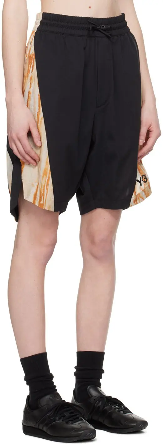Y3 Beige Tie-dye Graphic Shorts