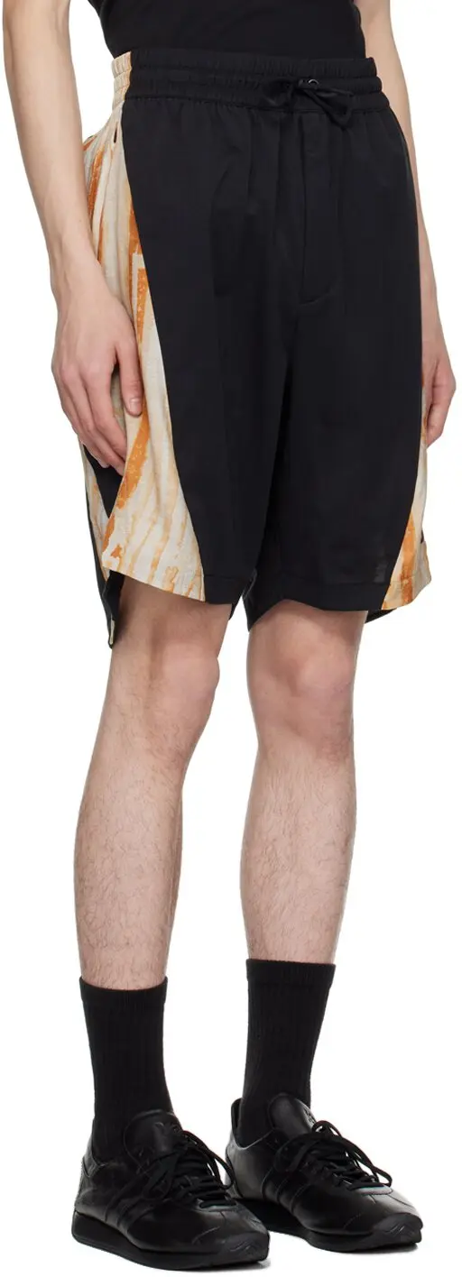 Y3 Beige Tie-dye Graphic Shorts