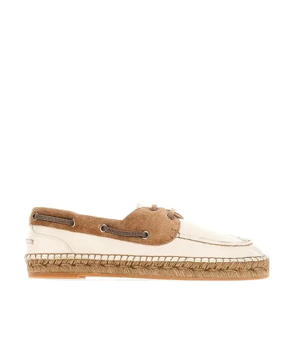 Brunello Cucinelli Panelled Lace-up Espadrille Flats - Multicolor