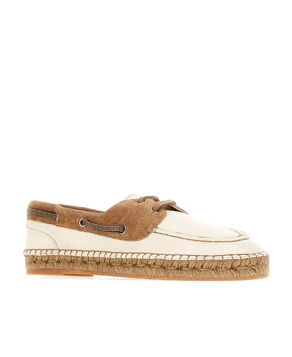 Brunello Cucinelli Panelled Lace-up Espadrille Flats