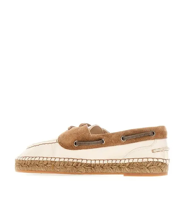 Brunello Cucinelli Panelled Lace-up Espadrille Flats