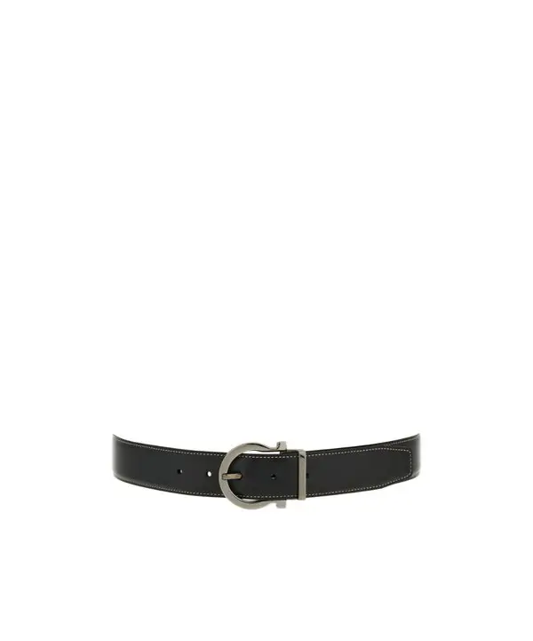 FERRAGAMO Reversible Gancini Belt - Black/radica