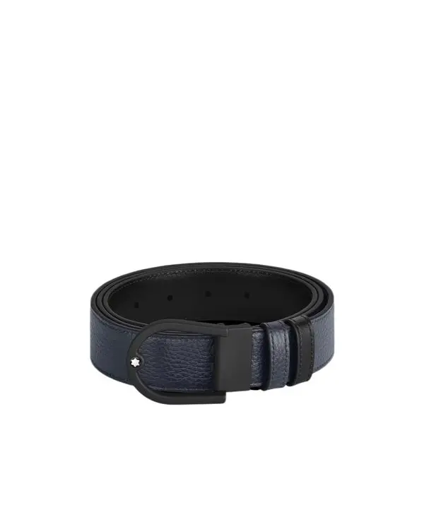 Montblanc Horseshoe Light Buckle Reversible Leather Belt - Black