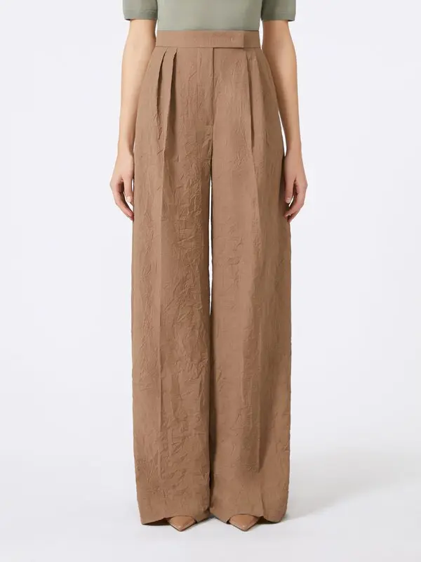 Max Mara Woolen Cloth Wide Leg Trousers - Hazelnut Brown