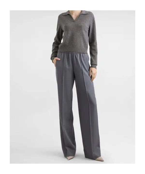Dolce & Gabbana Cashmere Cropped Polo Top - Gray