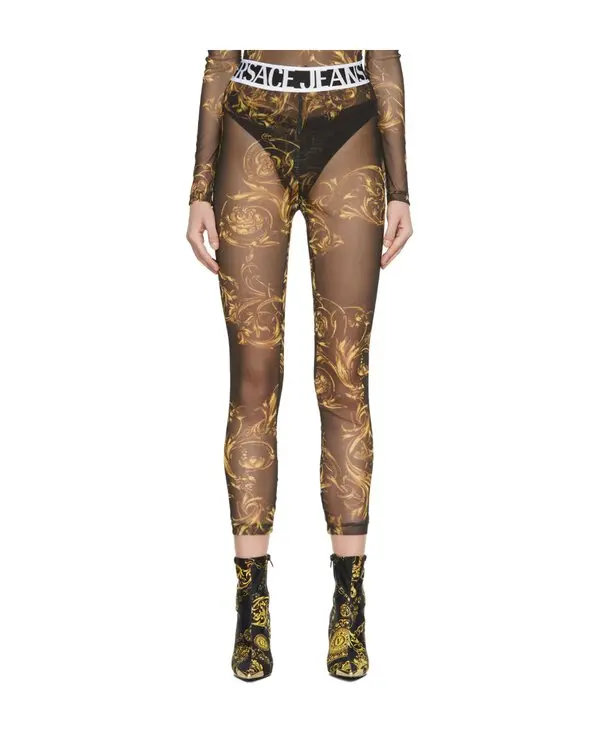 Versace Logo Print Tights Socks - Brown