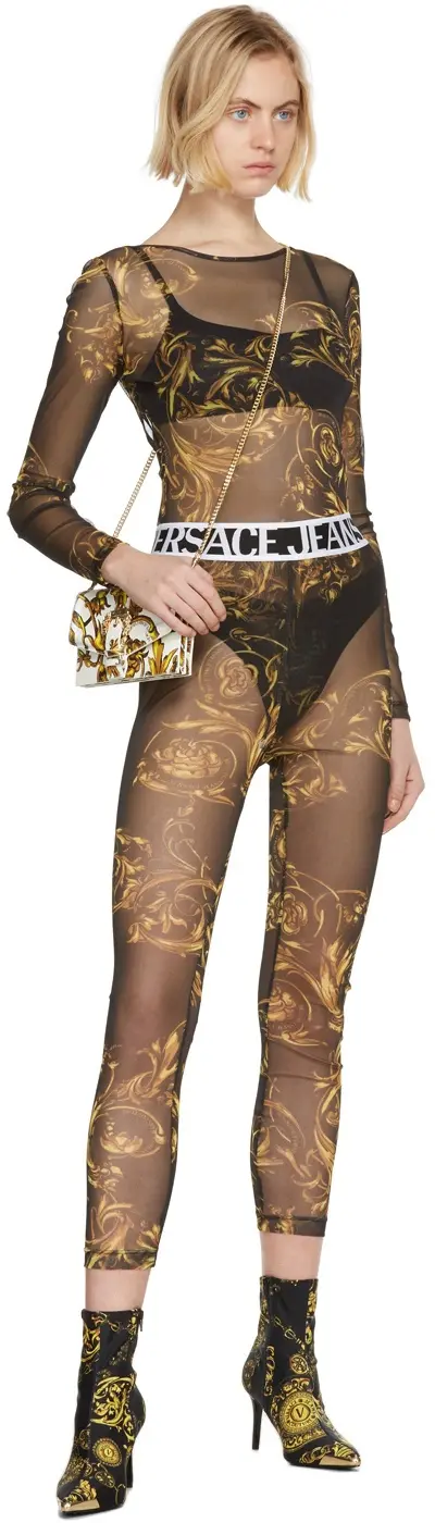 Versace Logo Print Tights