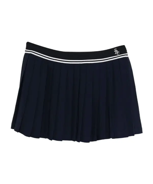 SPORTY  RICH Sporty & Rich Abigail Pleated Skirt - Navy Blue