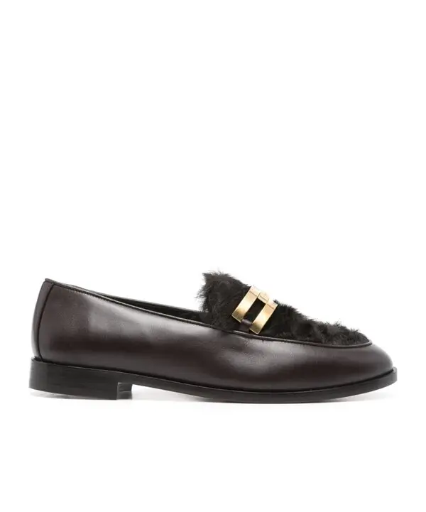 AQUAZZURA Shearling-trim Loafers - Black