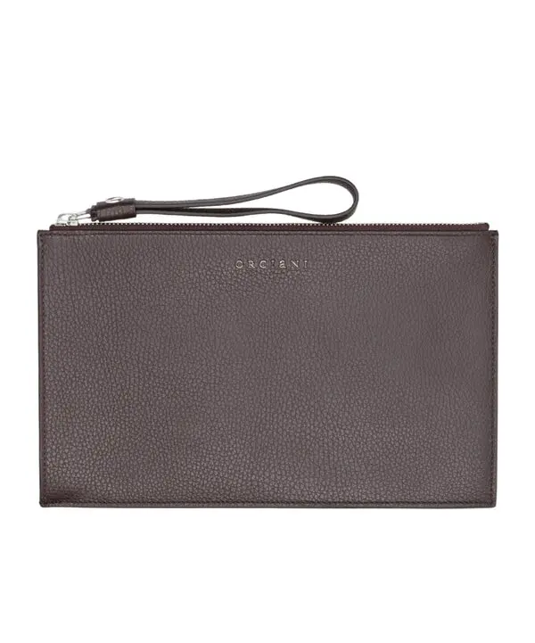 ORTIGNI Logo-lettering Leather Clutch - Ebony