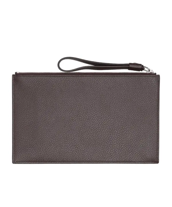 Orciani Leather Clutch With Logo Lettering - Ebony