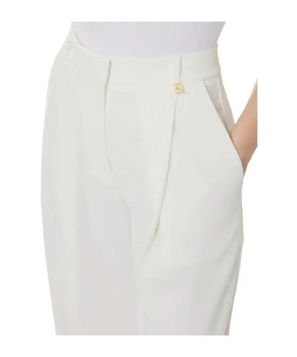 Elisabetta Franchi Pleated Wide-leg Trousers With Logo Charm