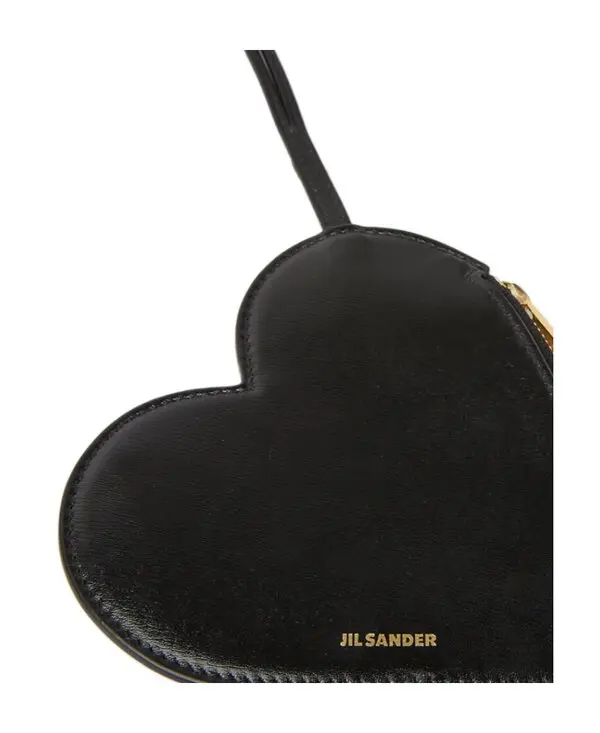 JIL SANDER Heart Shaped Clutch Bag With Neck Strap - Black