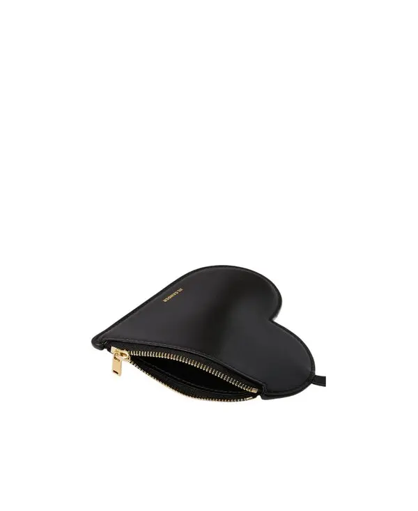 JIL SANDER Heart Shaped Clutch Bag With Neck Strap - Black