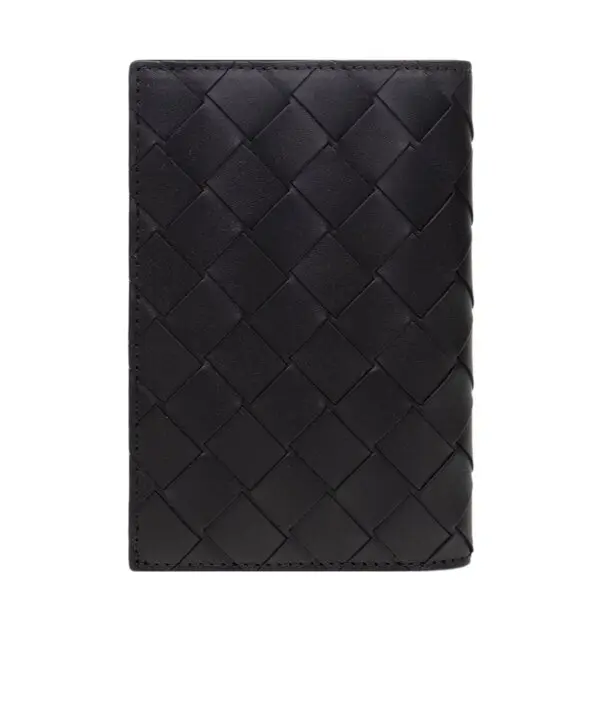 Bottega Veneta Intrecciato Weave Passport Holder - Black