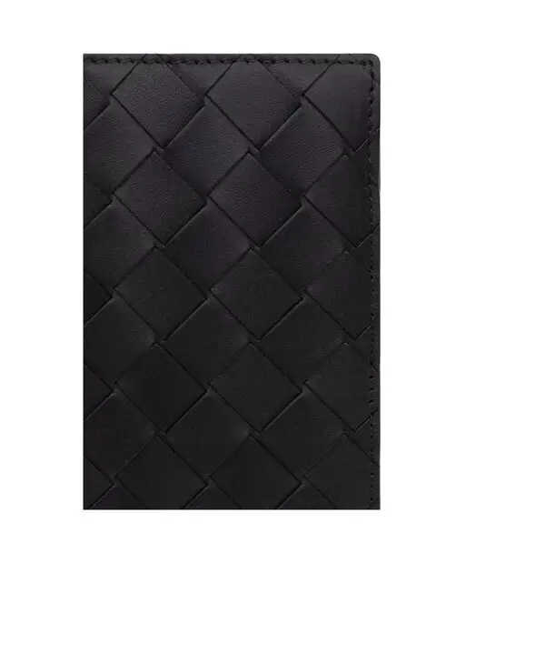 Bottega Veneta Intrecciato Weave Passport Holder - Black