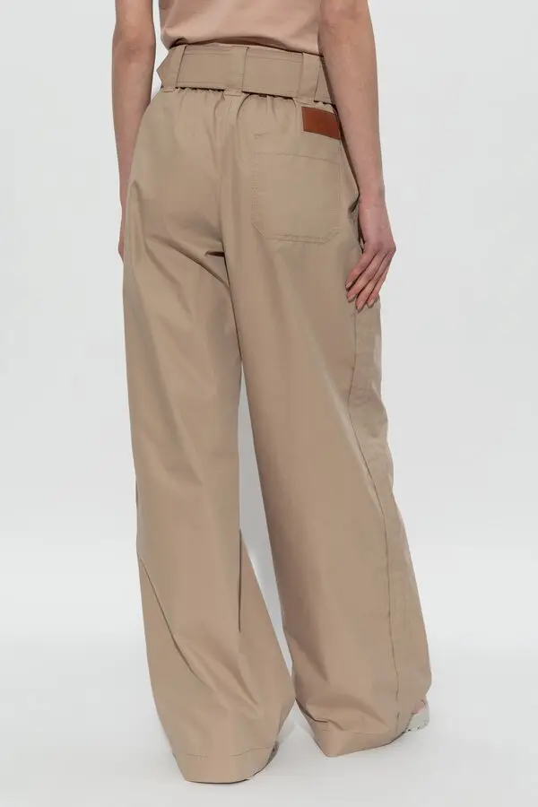 Moncler Belted Wide Leg Trousers With Front Pleats