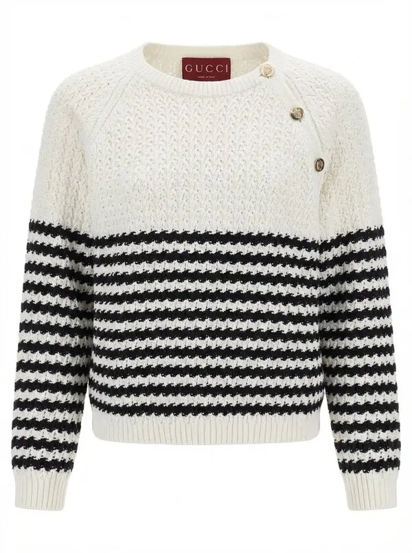 Gucci Striped Boxy Fit Jumper - White/navy