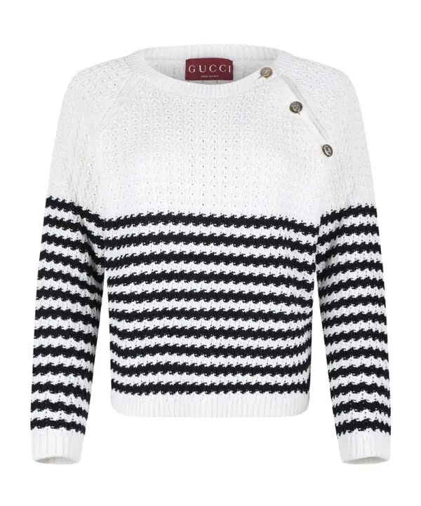 Gucci Striped Boxy Fit Jumper - White/navy